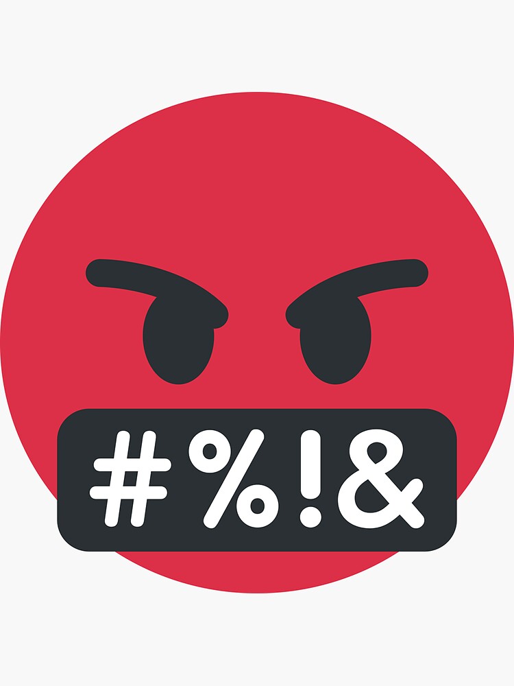 "Red, Mad Emoji Face Icon Swearing" Sticker for Sale by PrintPortal ...