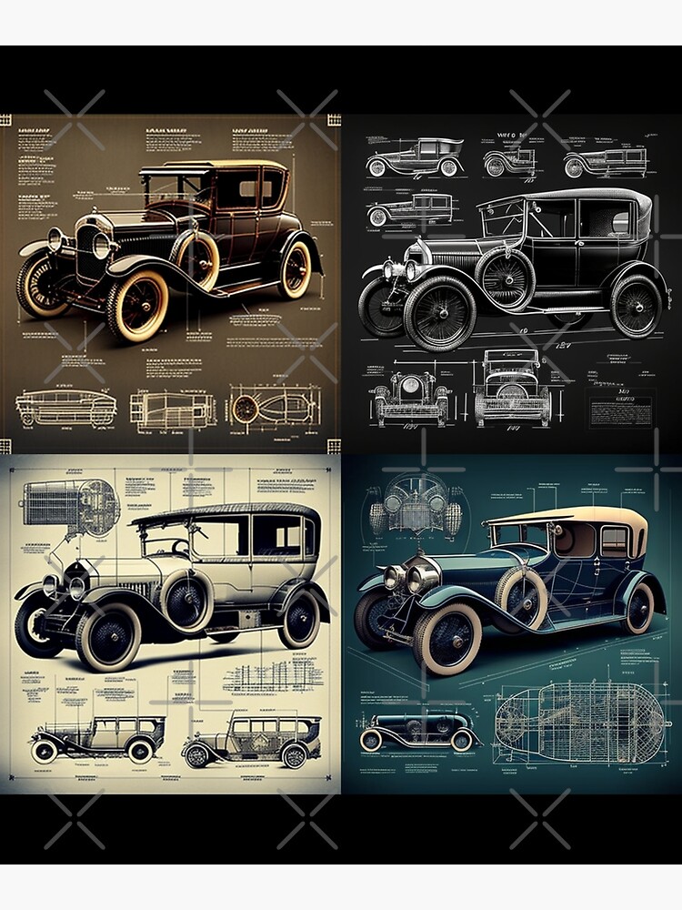 "1920s Car with Technical and Sophisticated Diagrammatic Style" Poster ...