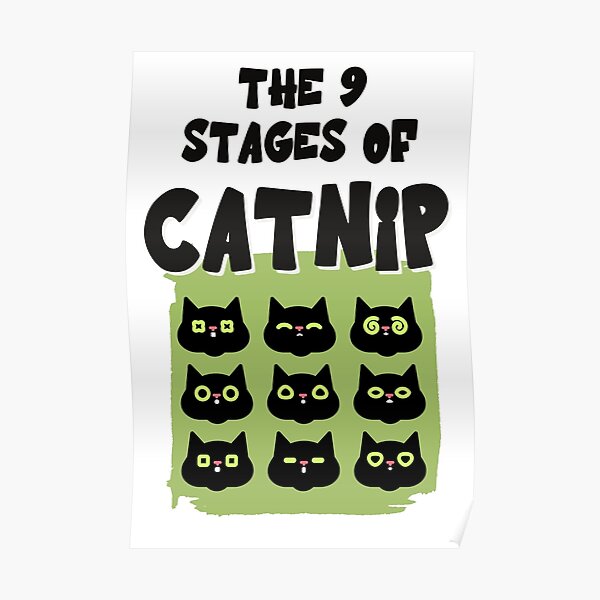 "The 9 Stages of CATNIP- Funny Sarcastic Cat Meme" Poster for Sale by ...