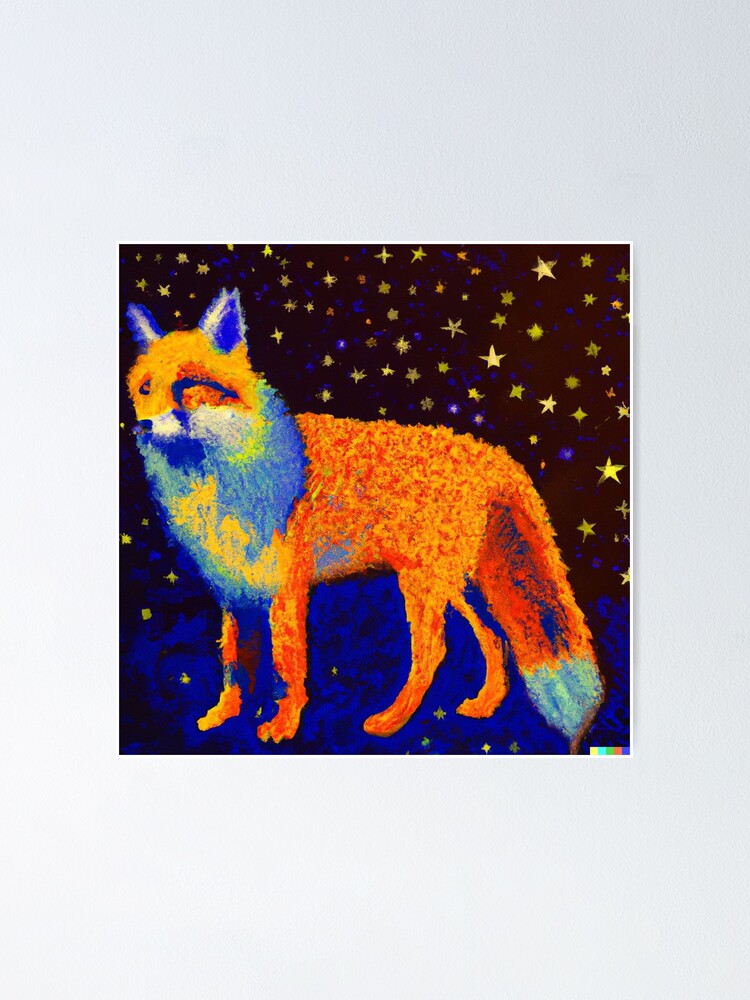 "a fox in the style of Starry Night" Poster for Sale by SnapArtStudios ...
