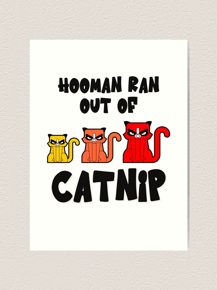 "Hooman Ran Out of CATnip!! Funny Cat Dad Meme" Art Print for Sale by ...