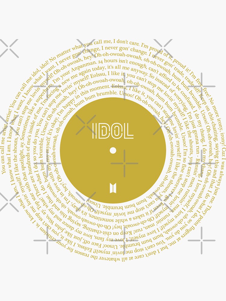 "BTS Idol Lyric Vinyl Gold" Sticker for Sale by Llio-Made-This | Redbubble