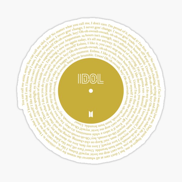 "BTS Idol Lyric Vinyl Gold" Sticker for Sale by Llio-Made-This | Redbubble