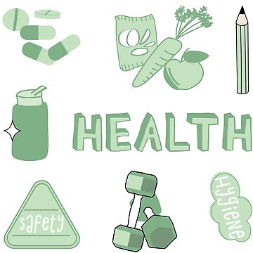 "Light Green Health School Subject Sticker Pack" Sticker for Sale by ...