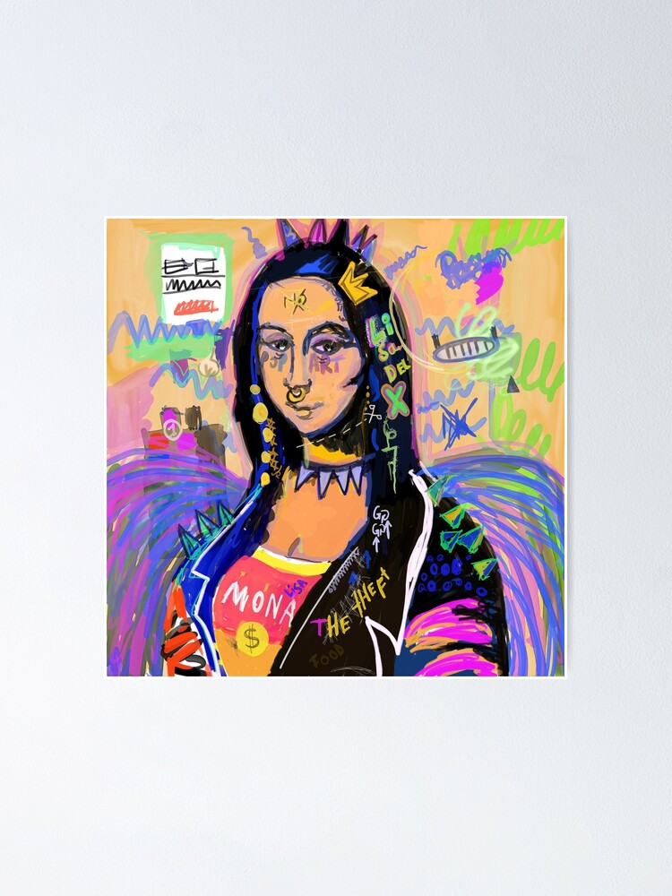 "Mona Lisa graffiti art t-shirt" Poster for Sale by KARTICK DUTTA ...