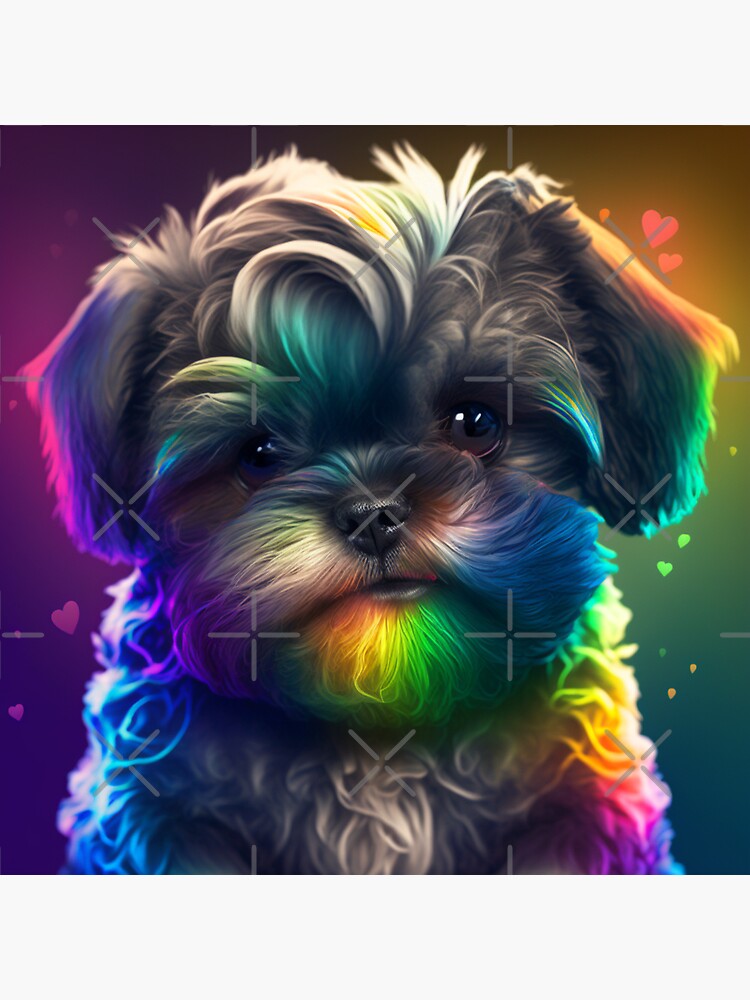 " A Cute Lil Pup With The Power Of The Rainbow" Sticker for Sale by ...