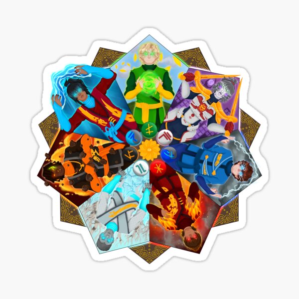 "Circle of Elements" Sticker for Sale by MochiiFlower | Redbubble
