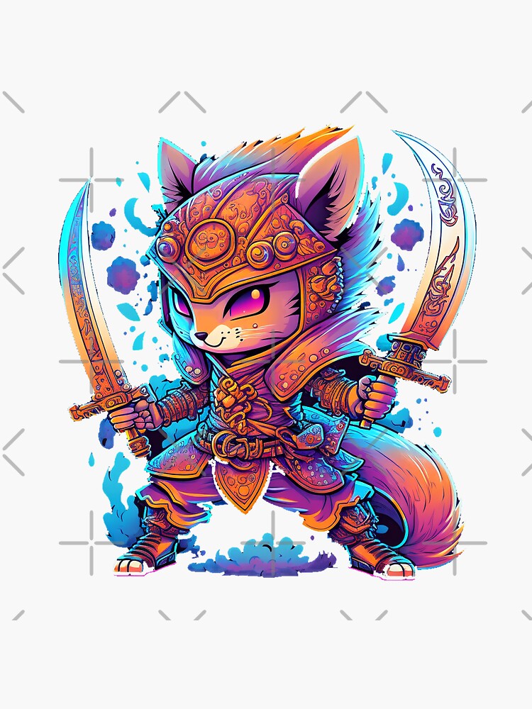 "Chibi Furry Samurai Fox" Sticker for Sale by Stickapom | Redbubble