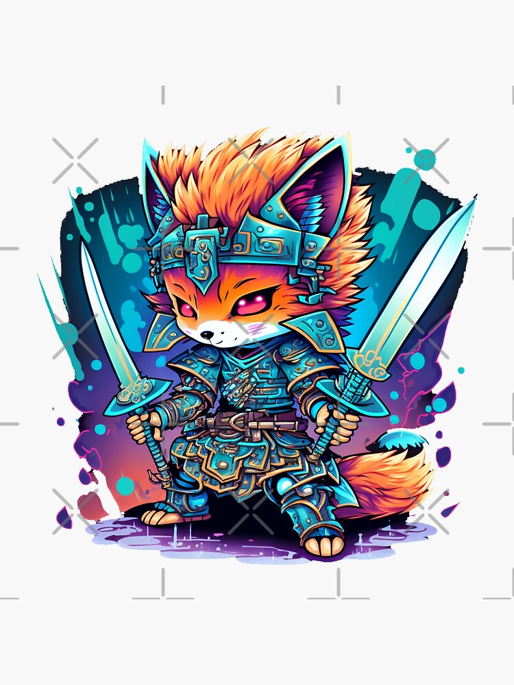"Chibi Furry Samurai Fox" Sticker for Sale by Stickapom | Redbubble