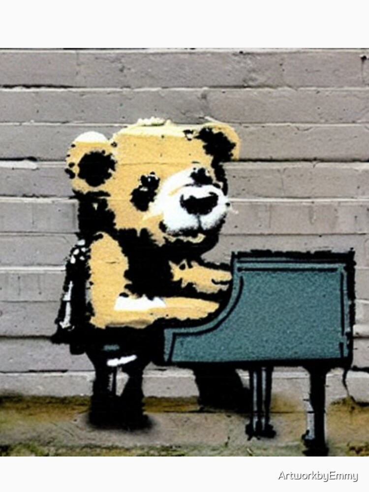 "Musician Teddy Bear playing piano | Banksy-inspired original street ...