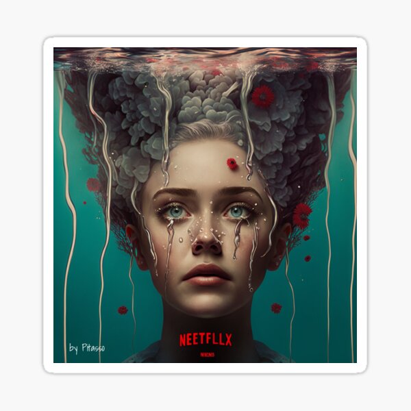 "Netflix Artwork 5 - by Pitasso Fanart crying woman underwater" Sticker ...