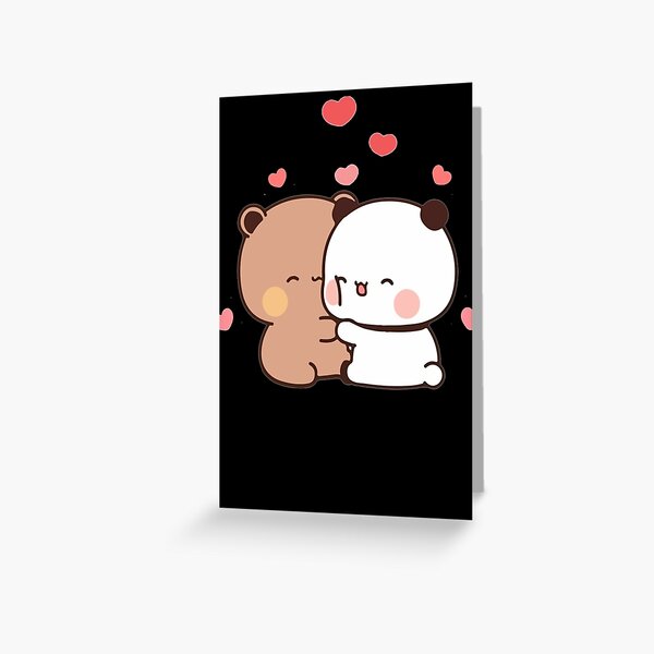 "Peach And Goma Mochi Bear Couple Taking A Cute Selfie" Greeting Card ...