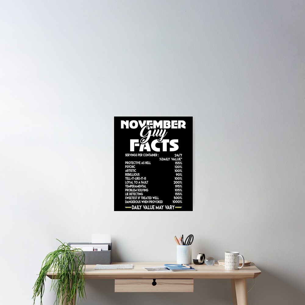 "November Guy Facts T-shirt" Poster for Sale by benshop | Redbubble