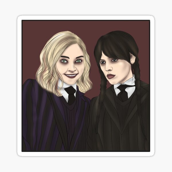 "WEDNESDAY & ENID " Sticker for Sale by S-O-L-O | Redbubble