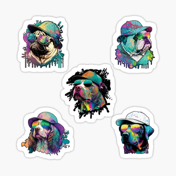 "Vaporwave Doggos: Hat and Sunglasses Edition 1" Sticker for Sale by fi ...