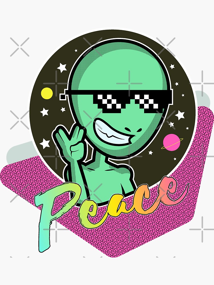 "Alien giving Peace Sign" Sticker by Jandsgraphics | Redbubble