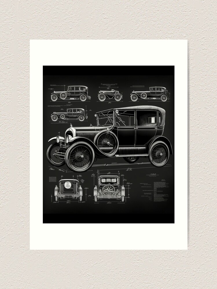 "1920s Car with Technical and Sophisticated Diagrammatic 1920s Car with ...