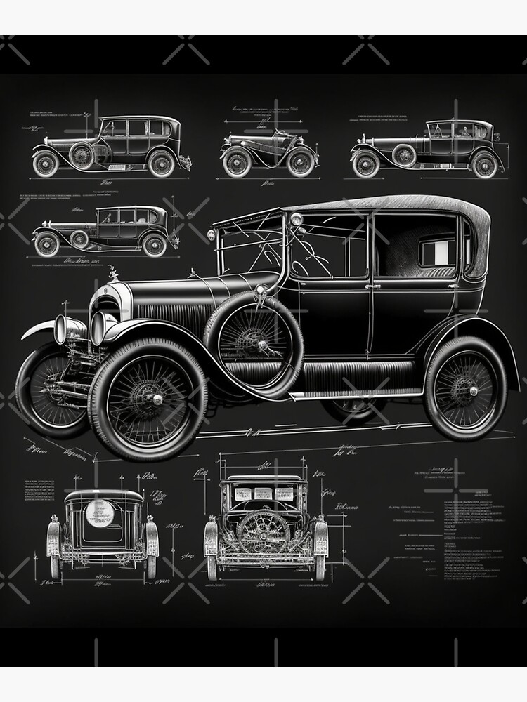 "1920s Car with Technical and Sophisticated Diagrammatic 1920s Car with ...