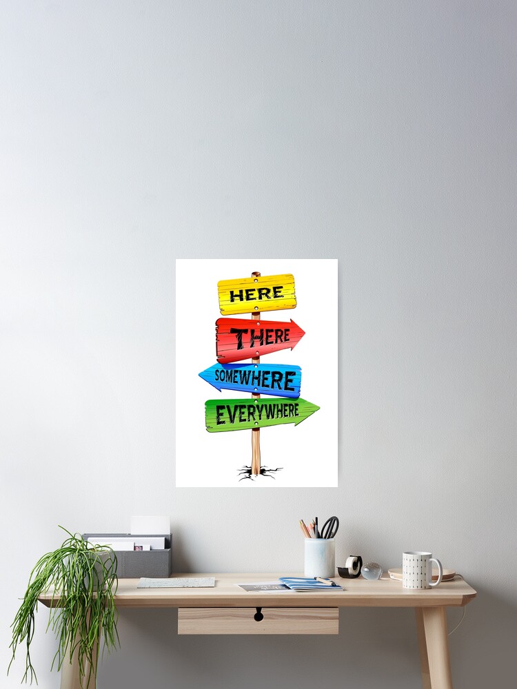 "Here there somewhere everywhere road signs" Poster for Sale by ...