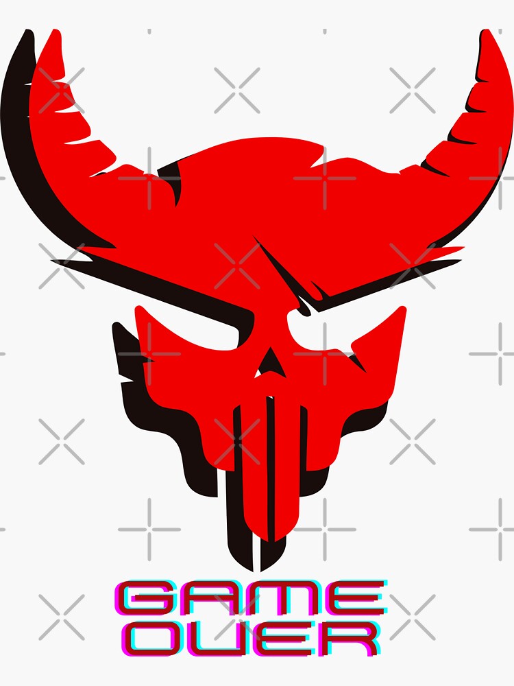 "Editable design of evil bull head skeleton, game over, darkness phrase ...