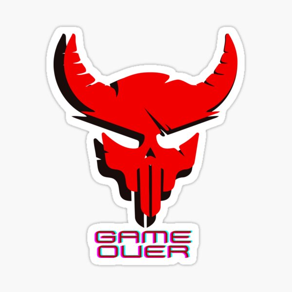 "Editable design of evil bull head skeleton, game over, darkness phrase ...