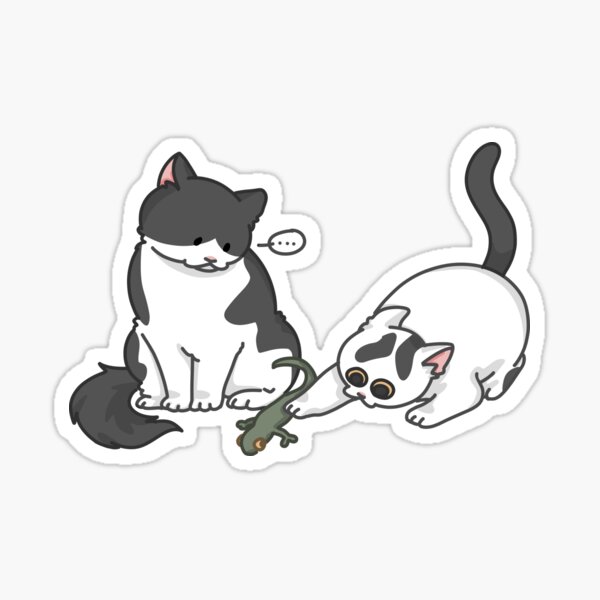 "Two Cats Two Personalities" Sticker for Sale by dzakiyaatifa | Redbubble