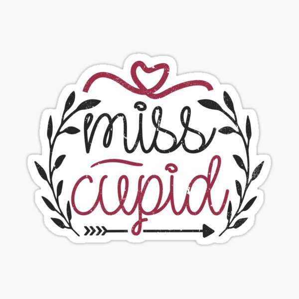 "Little Miss Cupid Cute Funny Couples Valentines Day Womens" Sticker ...