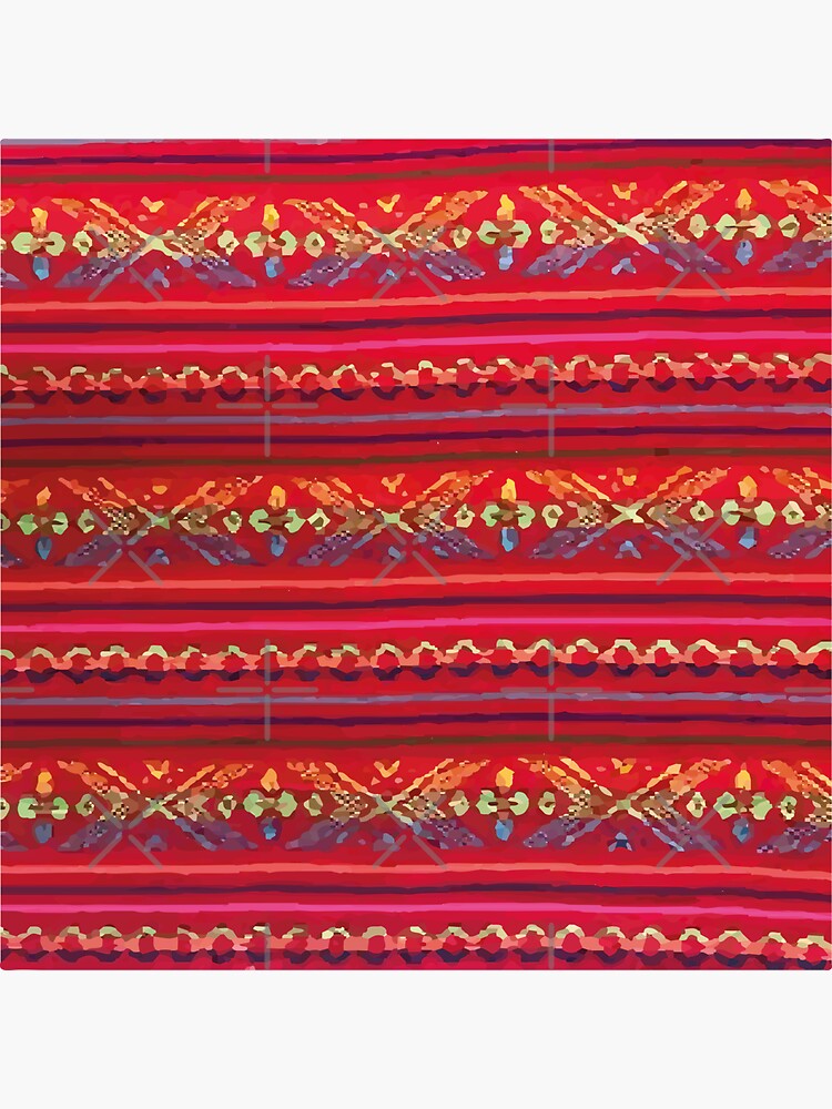 "Authentic mexican fabric cambaya rebozo pattern red aztec serape ...