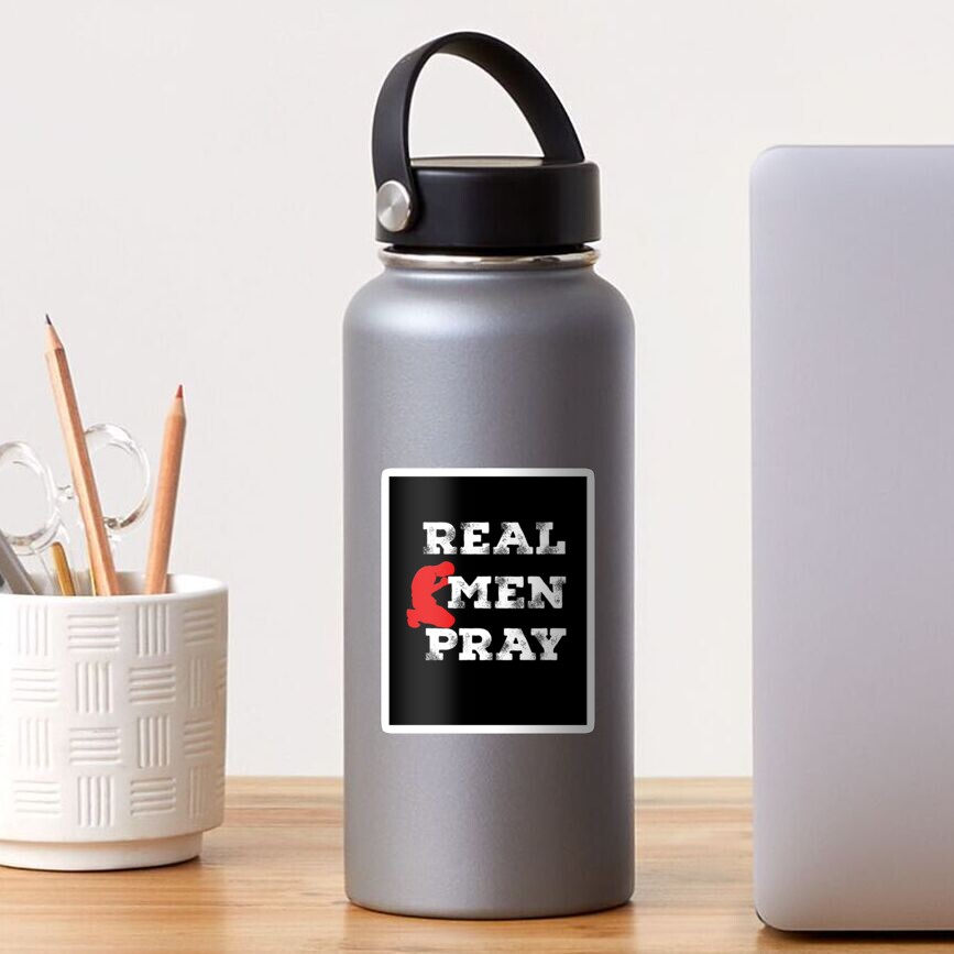 "Christian For Men: Real Men Pray Hard Prayer" Sticker for Sale by ...