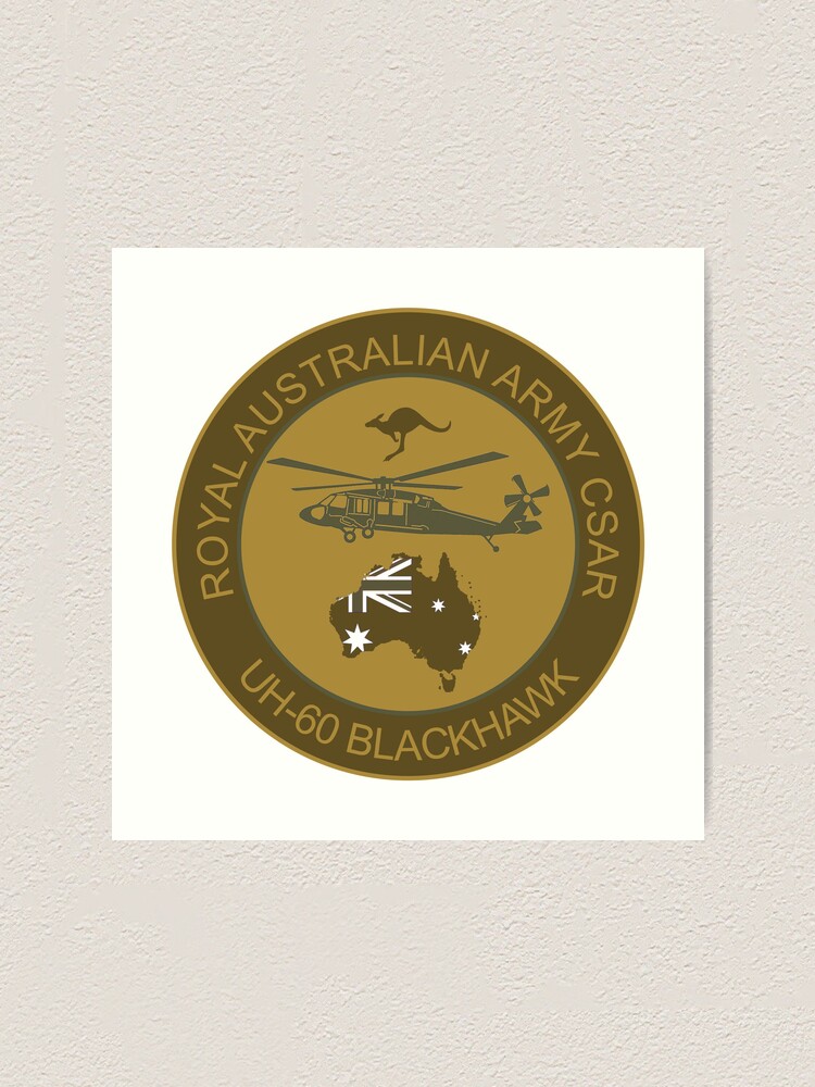 "AUSTRALIAN ARMY BLACKHAWK ART CSAR UH60" Art Print for Sale by ...