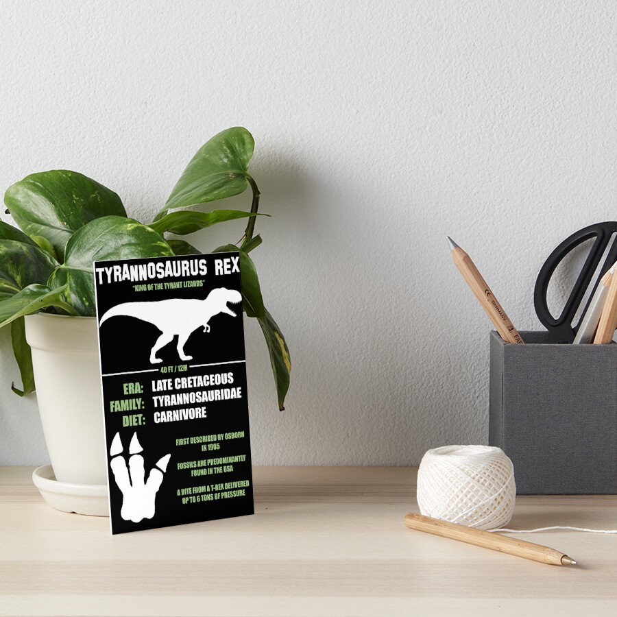 "Tyrannosaurus Rex Fact File" Art Board Print for Sale by The-Dino ...
