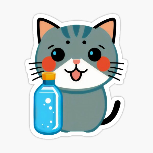 "Water Bottle Kitty | Water Flask Cat | Kawaii Chibi Anime Cats | Hydro ...
