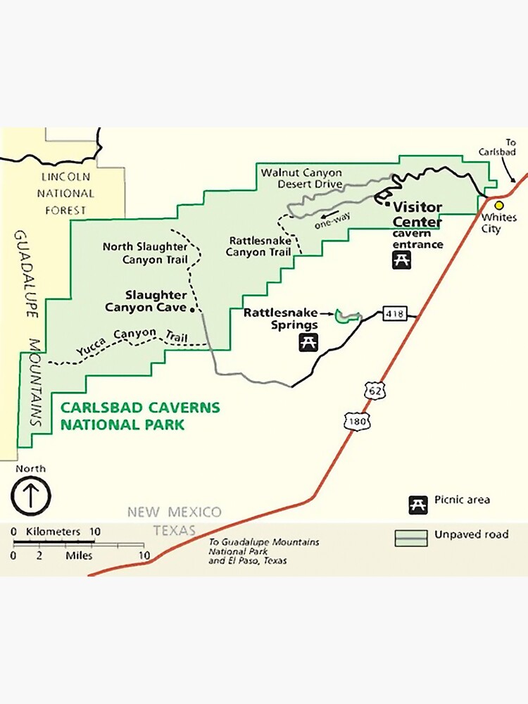 "Map of Carlsbad Caverns National Park" Sticker for Sale by ...