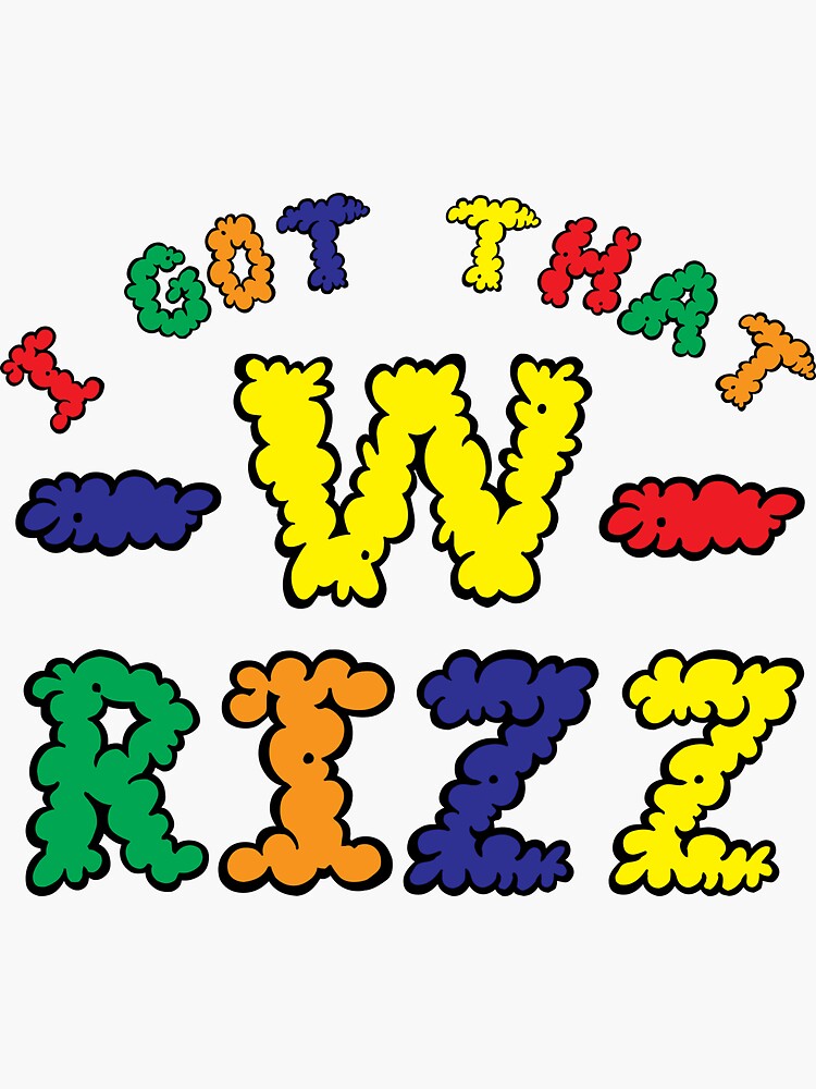 "Ask Me About My Rizz I Got That W Rizz Funny Ironic Meme" Sticker for ...