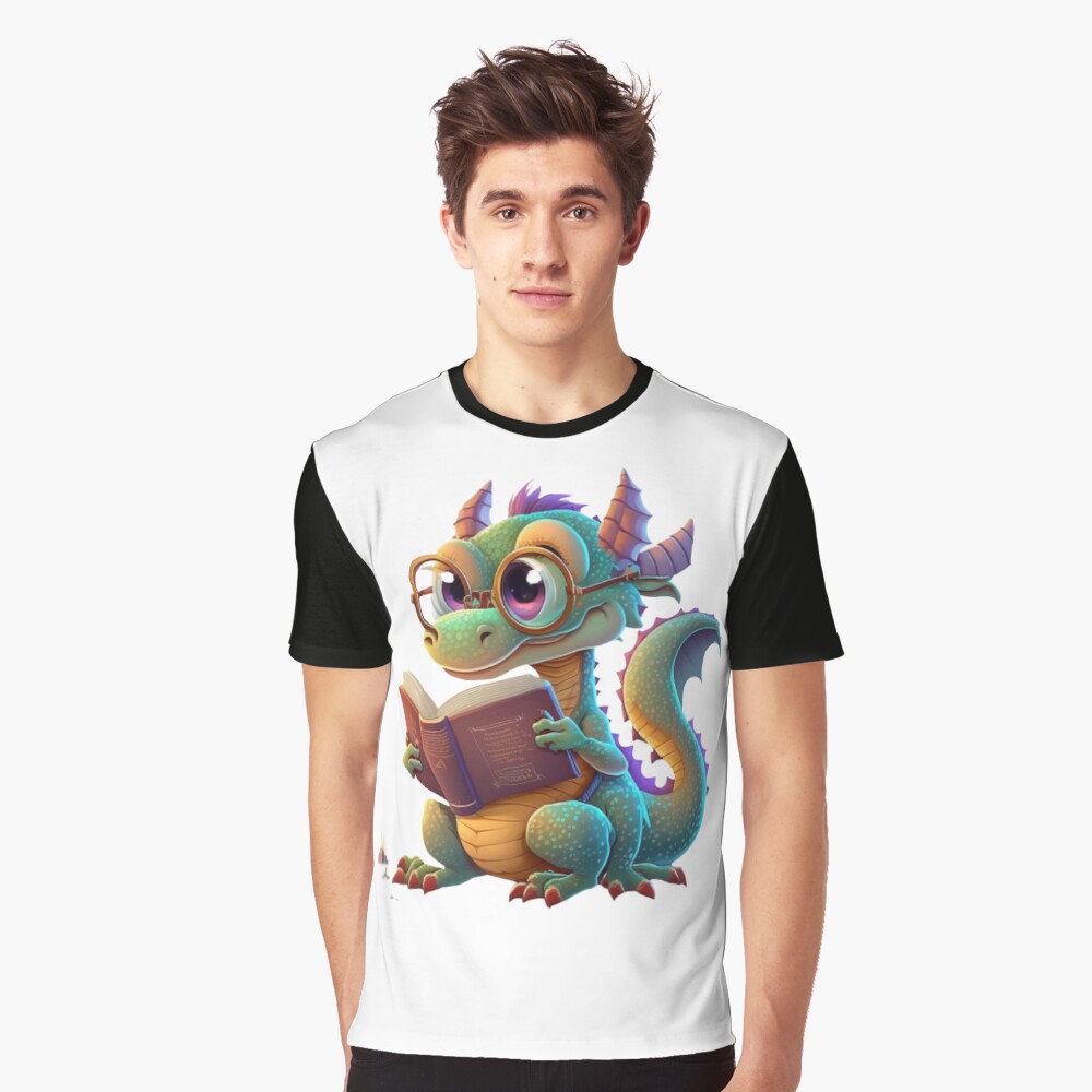 "Cute Cartoon Dragon Reading a Book - Encourage Your Child to Read a ...