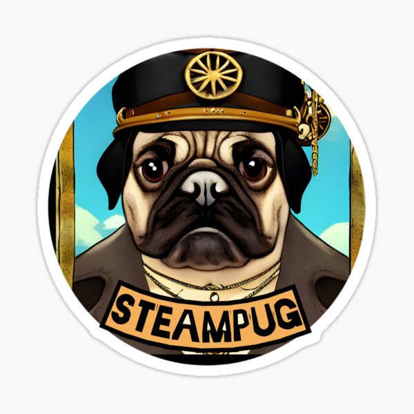 "Steampunk steampug pug dog " Sticker for Sale by Gayle1024 | Redbubble