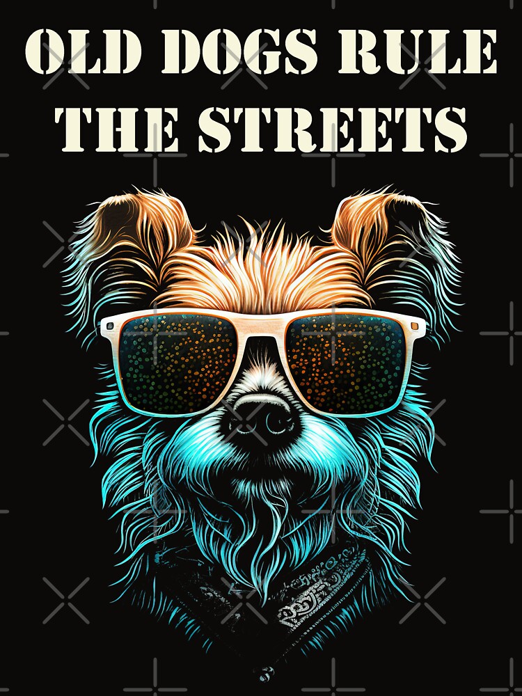 ""Old dogs rule the streets" - Cool dog with sunglasses" Sticker for ...