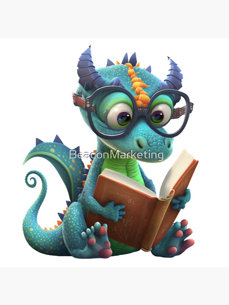 "Cute Cartoon Dragon Reading a Book " Poster for Sale by ...