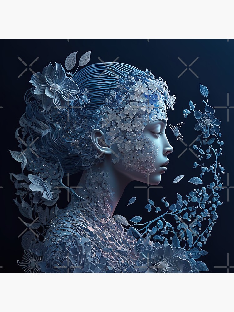 "Sapphire and Azurite Blue Flower Girl Design" Sticker for Sale by ...