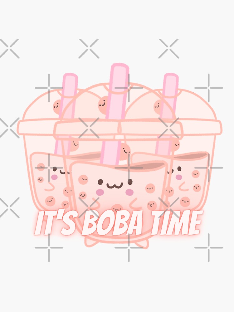 "Cute Boba (It's Boba time)" Sticker for Sale by kawaiiiishop | Redbubble