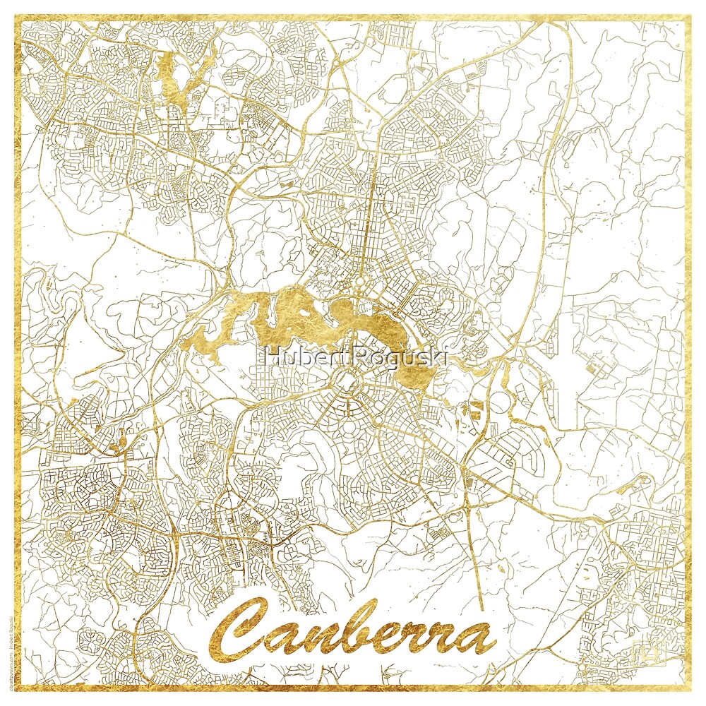 "Canberra Map Gold" by HubertRoguski | Redbubble