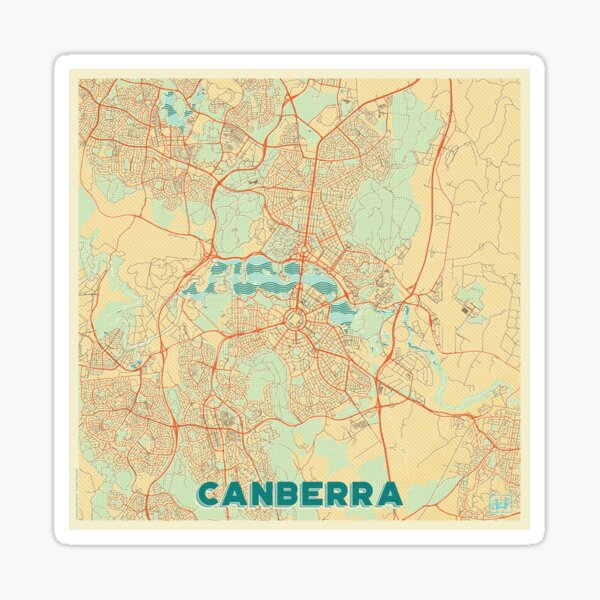 "Canberra Map Retro" Sticker for Sale by HubertRoguski | Redbubble