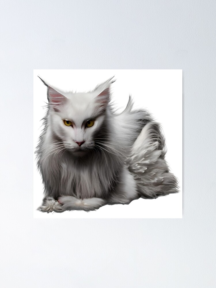 "White Fur Maine Coon Cat" Poster for Sale by Lonyale | Redbubble