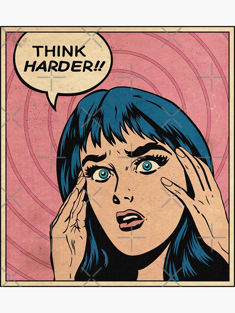 "Think Harder Retro Comic Book" Sticker for Sale by richardhague ...