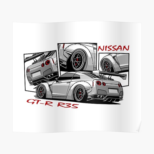 "Nissan GTR R35, GT-R, JDM Car" Poster for Sale by T-JD | Redbubble