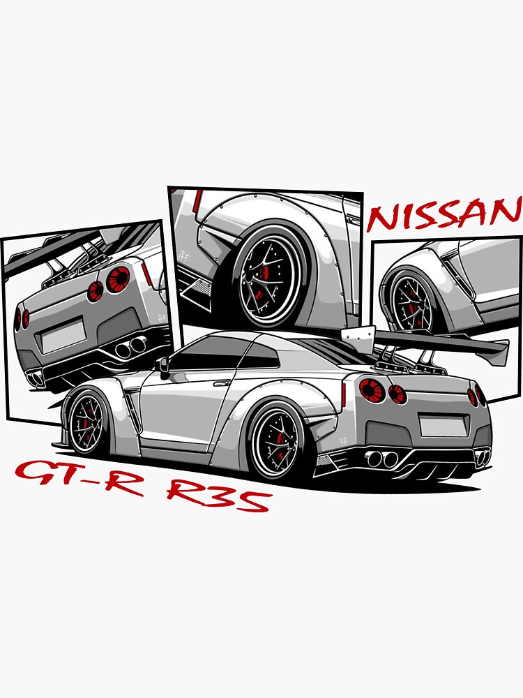 "Nissan GTR R35, GT-R, JDM Car" Sticker for Sale by T-JD | Redbubble