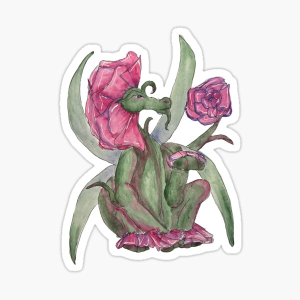 "Carnation flower dragon of January" Sticker for Sale by DragonflyKeyArt | Redbubble