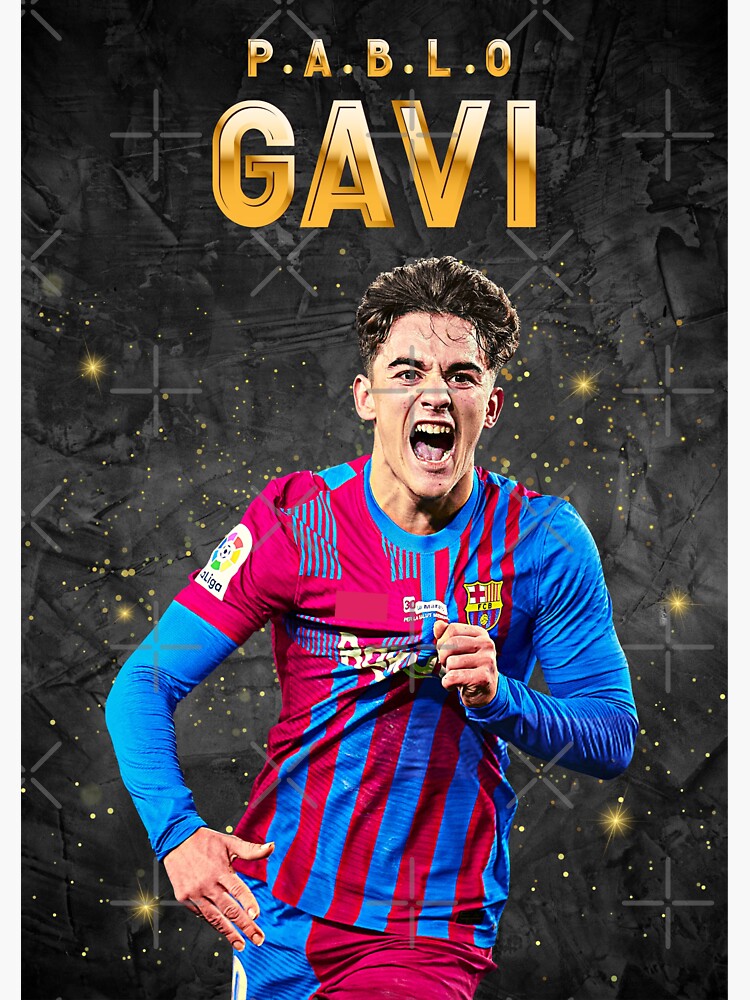 "pablo gavi barcelona gold boy poster" Sticker for Sale by ...