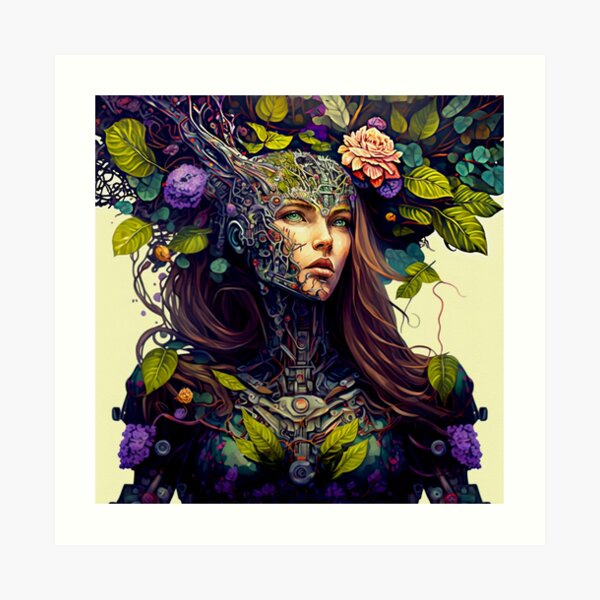 "Bionic Woman, wunderschöner biomechanischer Roboter, botanischer ...