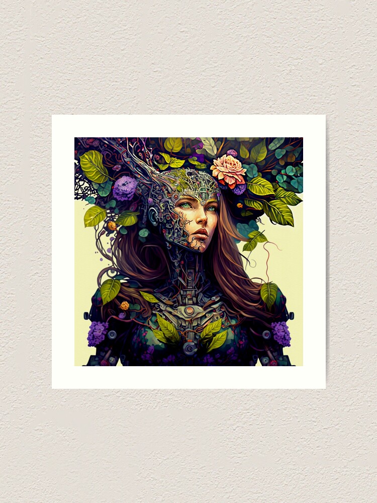 "Bionic Woman, wunderschöner biomechanischer Roboter, botanischer ...